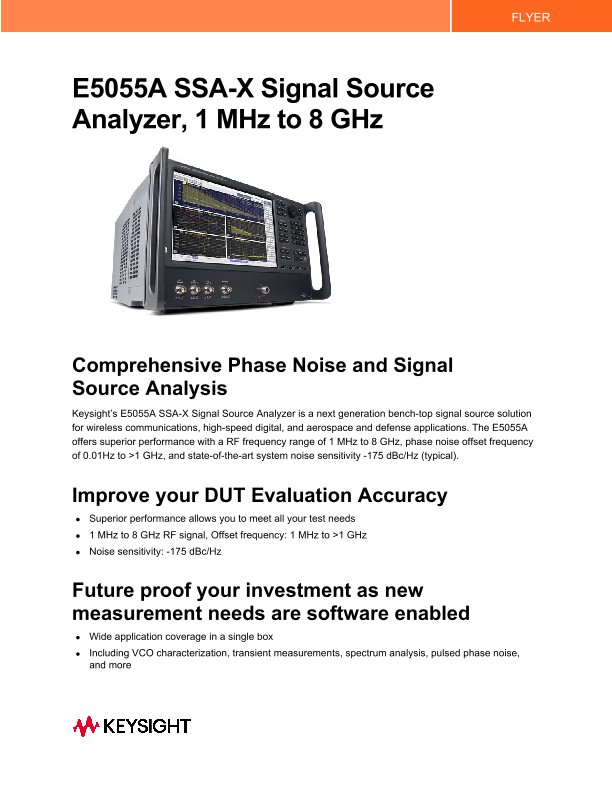 E5055A SSA-X Signal Source Analyzer 1 MHz to 8 GHz PDF Asset Page | Keysight
